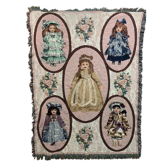 Unbranded | Bedding | Vintage Woven Throw Blanket Collectors Dolls 68 X ...